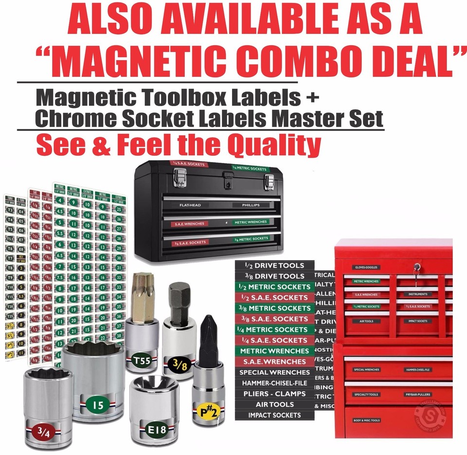 New Jumbo Magnetic Economy Toolbox Labels for Tool Chests, boxes and ...