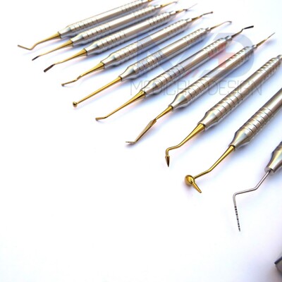 10 Composite Dental set Filling instruments Gold Titanium Tip Dentist ...
