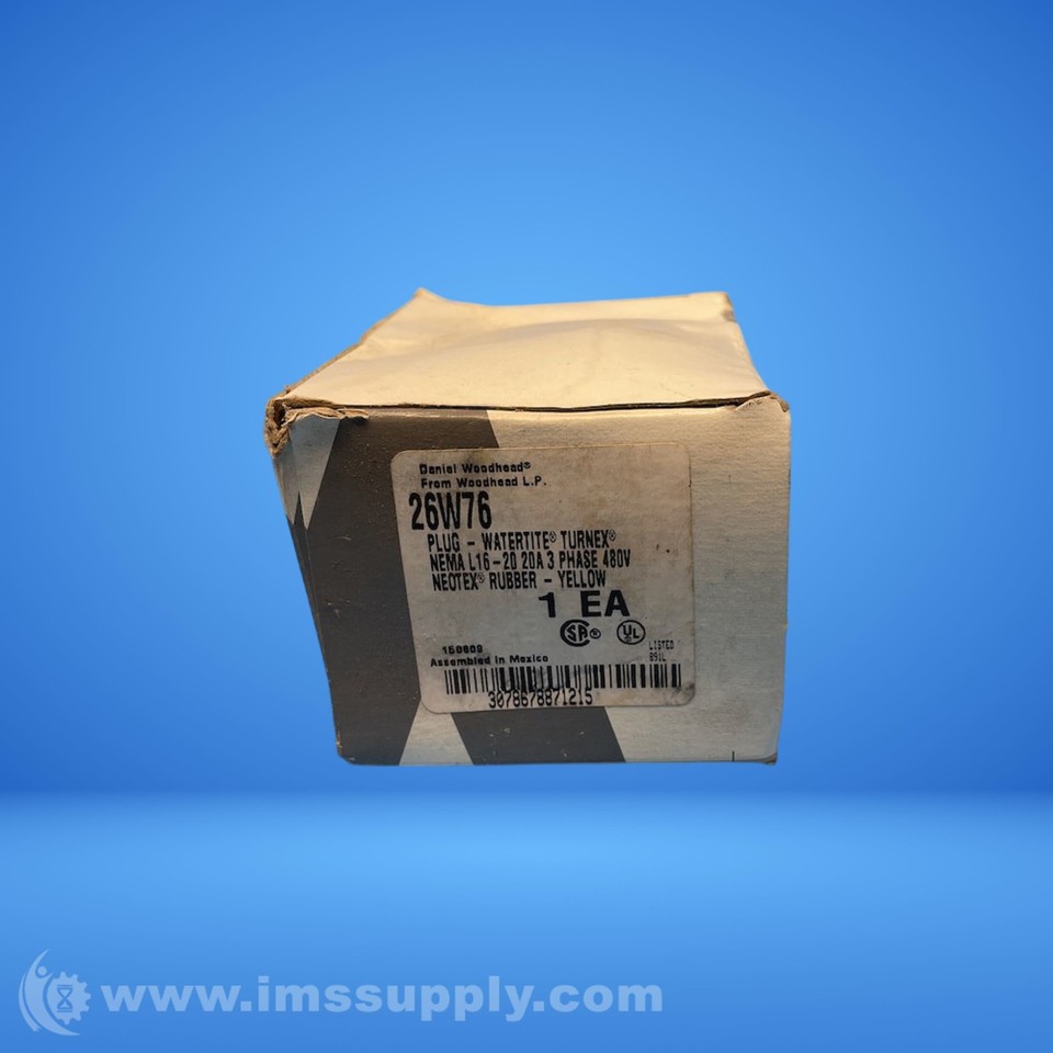 Woodhead 26W76 3 Pole 4 Wire Yellow Locking Plug FNOB | eBay