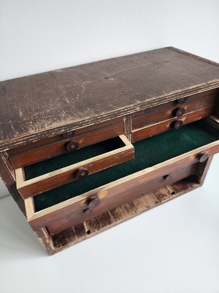 Wooden Engineers Tool Case Cabinet Chest Of Drawers Storage Jewellery ...