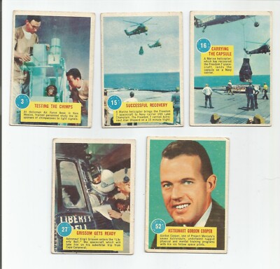 1963 Topps Astronauts Lot of 5 #3 Testing the Chimps 15 16 27 52 Gordon ...
