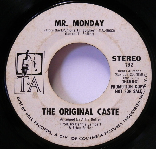 The Original Caste - Mr. Monday 1970 7", Mono, Promo T-A 192 Very Good ...