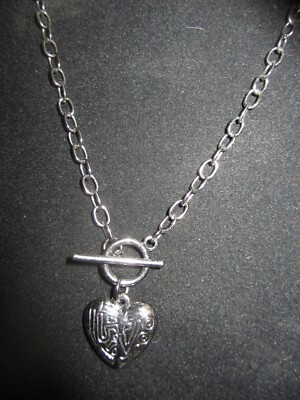 Gun Metal Heart and Gun Metal Chain Toggle Clasp 18" | eBay