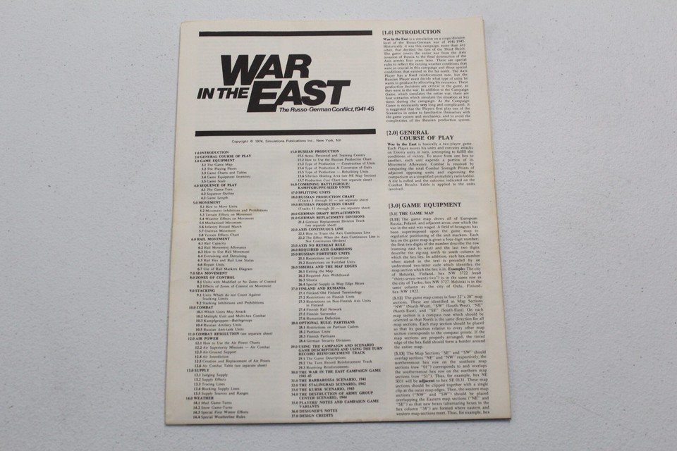 SPI Tray Game War In The East Russo German Conflict Simulation Game ...