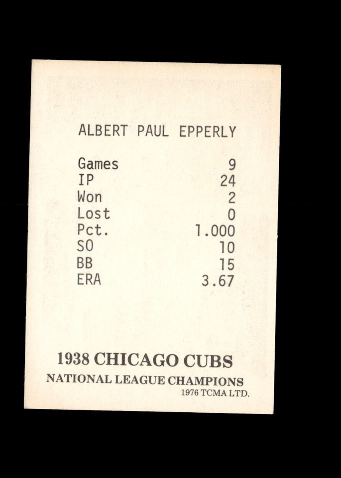 Al Epperly 1976 TCMA 1938 Chicago Cubs authentic autographed card | eBay
