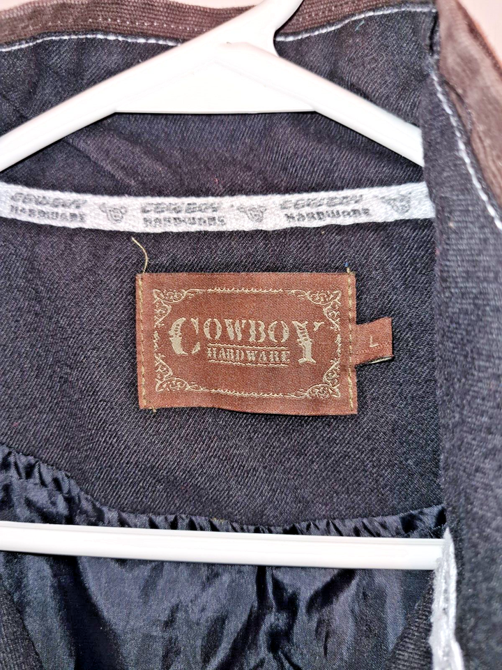 Cowboy Hardware Jacket Men's Size Lg brown white Canvas Western Full ...