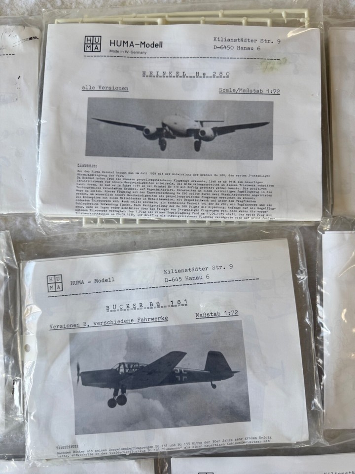 LOT OF 8 HUMA-MODELL KITS 1/72 SCALE | eBay