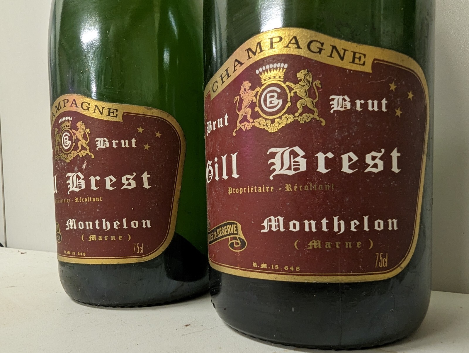 LOT de 2 CHAMPAGNE BRUT - BILL BREST - CUVEE DE RESERVE (ANCIENNE ...