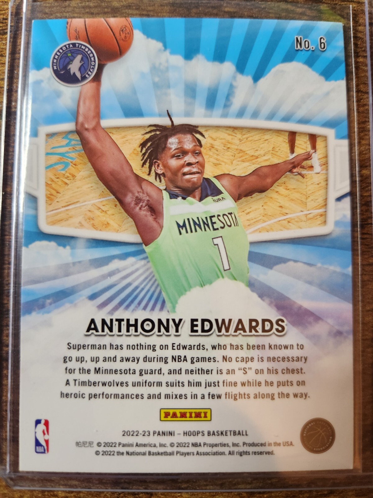 2022-23 NBA Hoops Anthony Edwards Skyview Insert #6 Minnesota ...