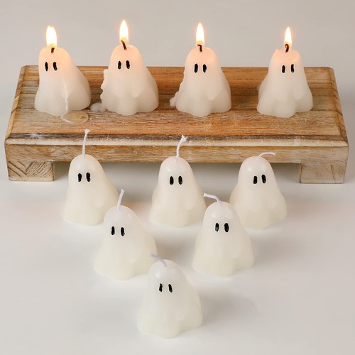 20 Pcs Halloween Ghost Candles 1.6"x 1.8" Mini White Spooky Burning ...