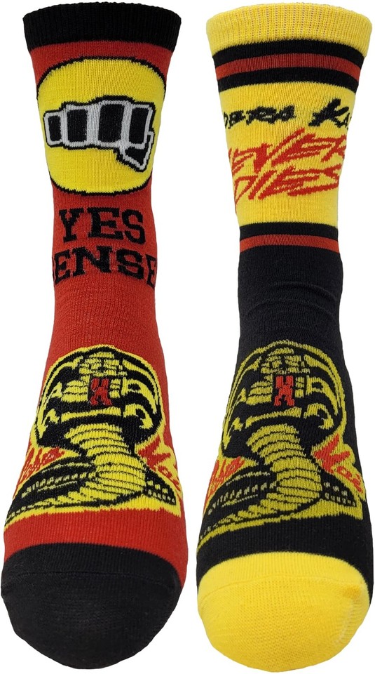 Ripple Junction Cobra Kai Adult Crew Socks Yes Sensei Dojo Logo ...