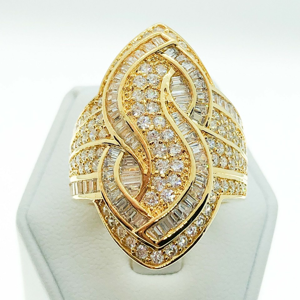 R4892 Women Fashion Jewelry White Yellow Gold Plated Engagement Wedding ...