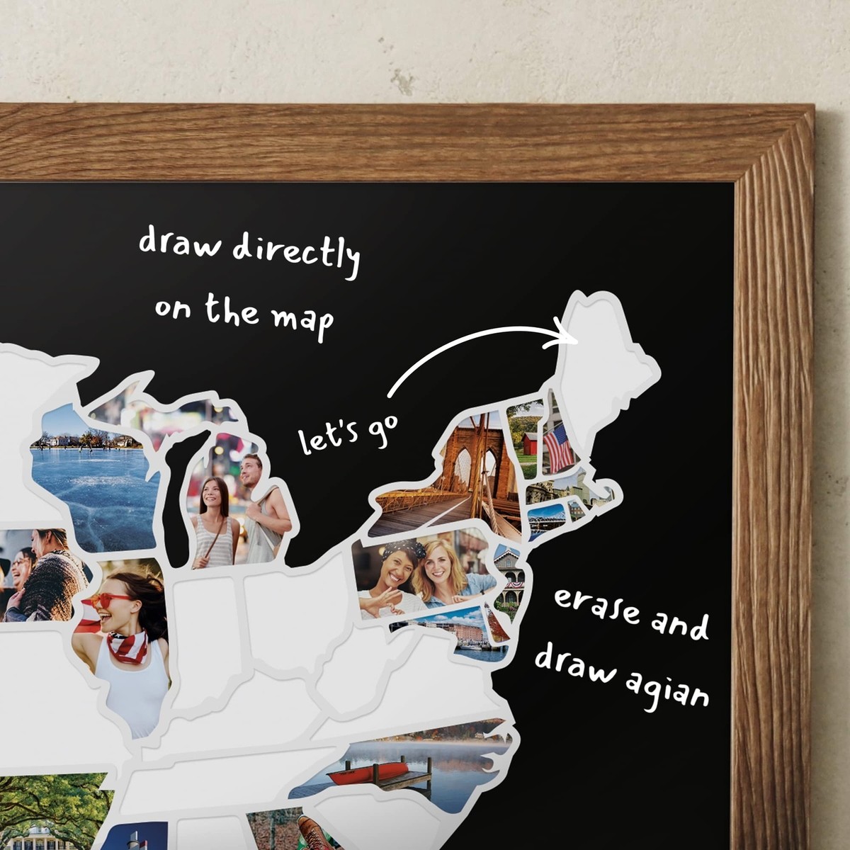 Flexible Plastic US Map USA Photo Map - 50 States Travel Photo Collage ...