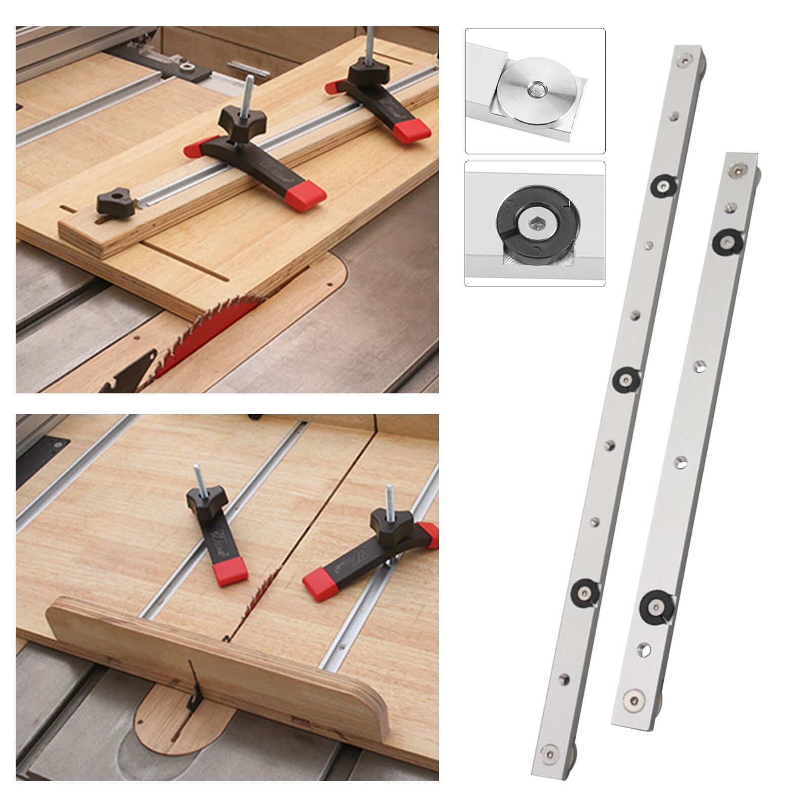 300mm/450mm T-Track Slider Miter Bar Table Saw Gauge Aluminium Alloy ...