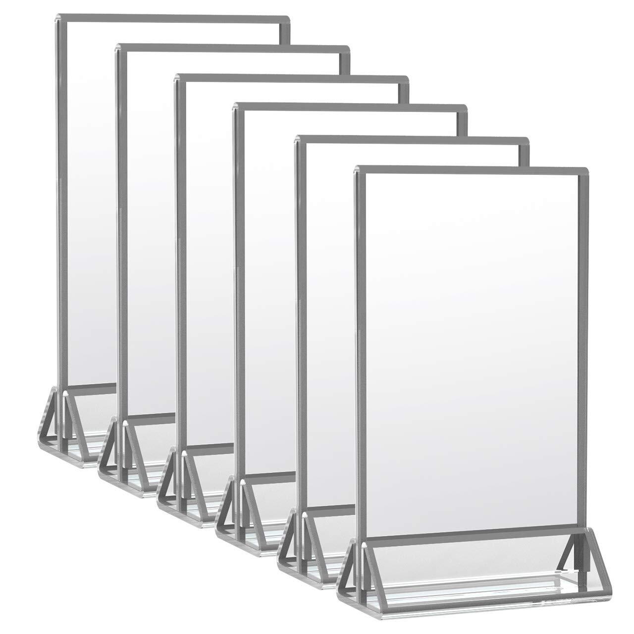 4x6 Acrylic Sign Holder With 3mm Silver Borders And Vertical Stand ...