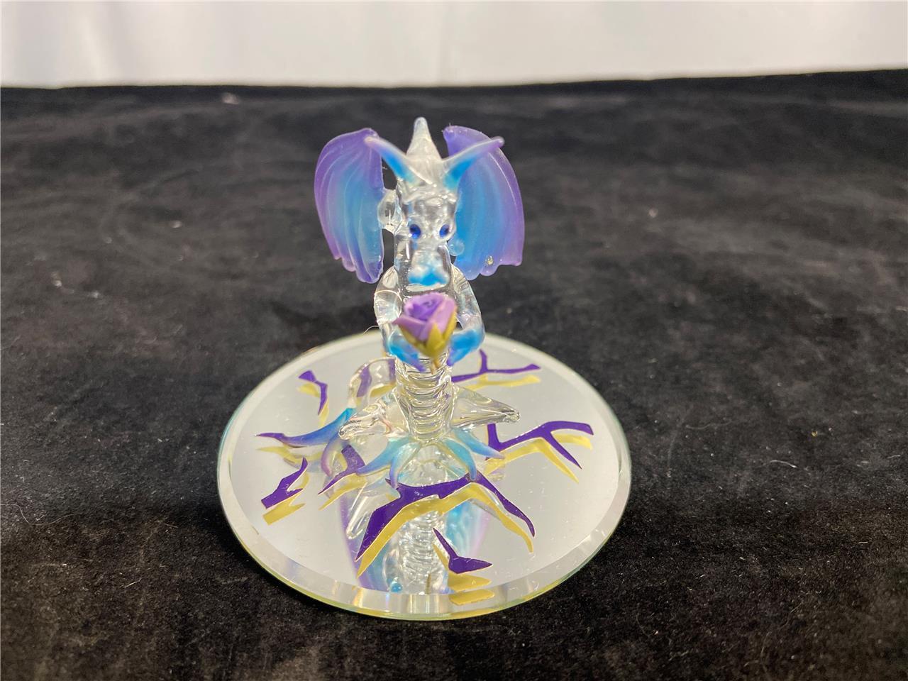 Glass Baron Dragon Smelling Flower Purple w/ Purple Overlay S3 581L ...