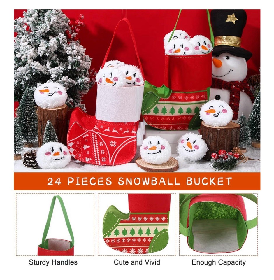 Christmas Indoor Snowball Fight Toy Set With 48 Snowman Snowballs ...