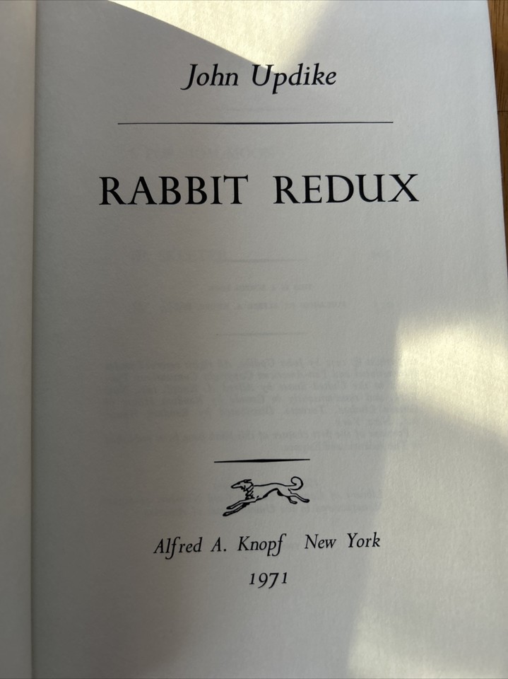 Rabbit Redux (1971) John Updike True 1st FIRST EDITION Hardcover DJ ...