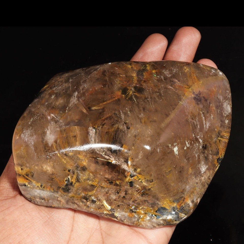 SPECIMEN NATURAL GOLDEN RUTILATED QUARTZ POLISHED ROUGH GEMSTONE 4015.0 ...