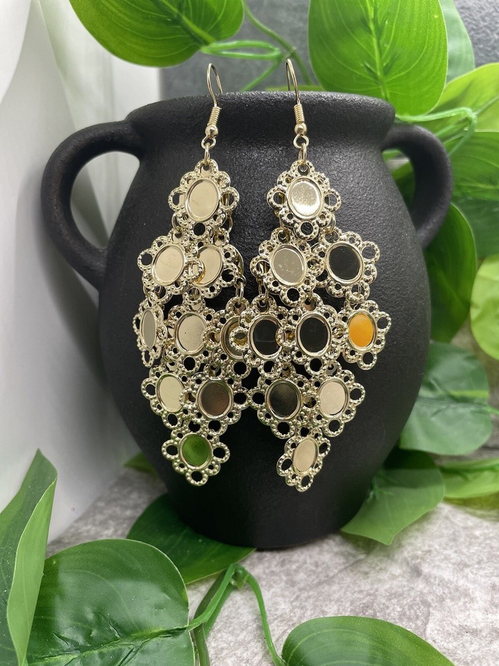 3” Earring Set Gold-tone Exaggerated Dangle Drop New Free Ship A4561 | eBay