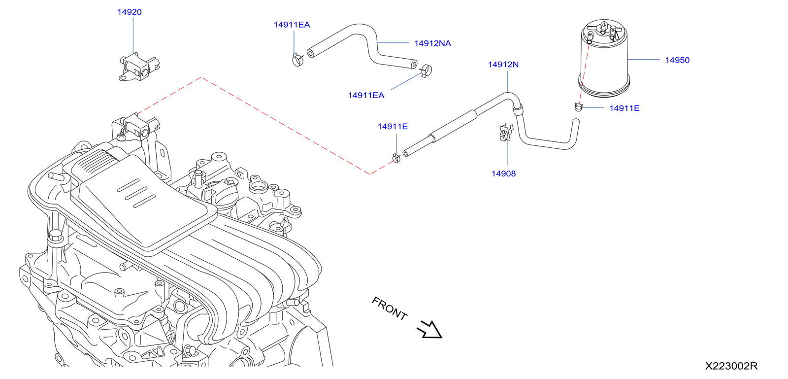 Genuine Nissan Tube EVAP Control 149121HK0A / 14912-1hk0a OEM for sale ...