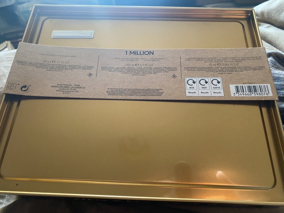 Paco Rabanne 1 Million Gift Set 50ml Fragrance, Deo Spray and 10ml EDT ...