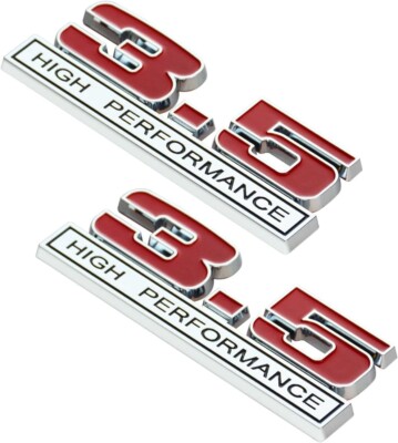 3.5 Liter Engine High Performance Emblem Badge Logo in Chrome & Red ...