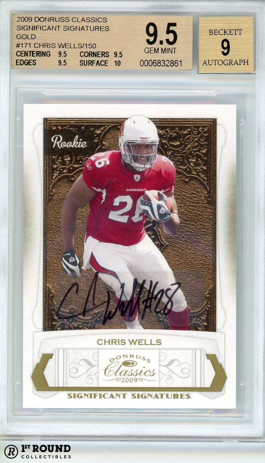 2009 Donruss Classics - Rookie Chris Wells #171 Significant Signatures Gold /150 (AU, RC) for ...