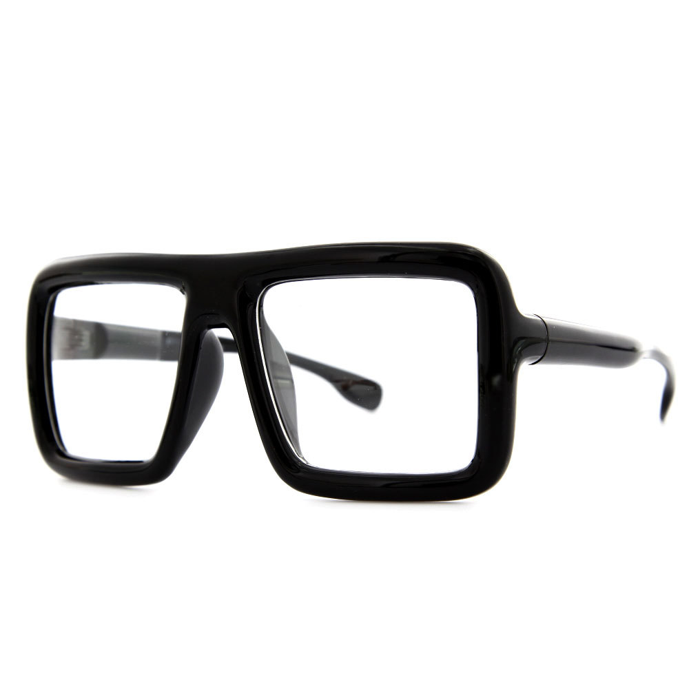 Large Thick Retro Nerd Bold Big Oversized Square Frame Clear Lens ...