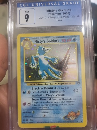 CGC 9 MiNT Pokemon Misty's Golduck 12/132 GYM Heroes 1st Edition SWIRL ...