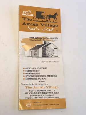 Vintage The Amish Village Pamphlet Brochure 1960s Strasburg ...