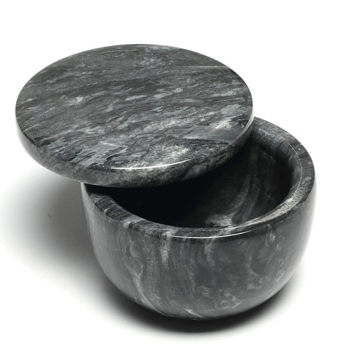 Marble Salt Box Spice Keeper Black Big Salt Cellar Natural Material ...
