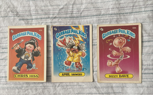 3 Topps GARBAGE PAIL KIDS Trading Cards 1985 Dizzy Dave Chris HIss ...
