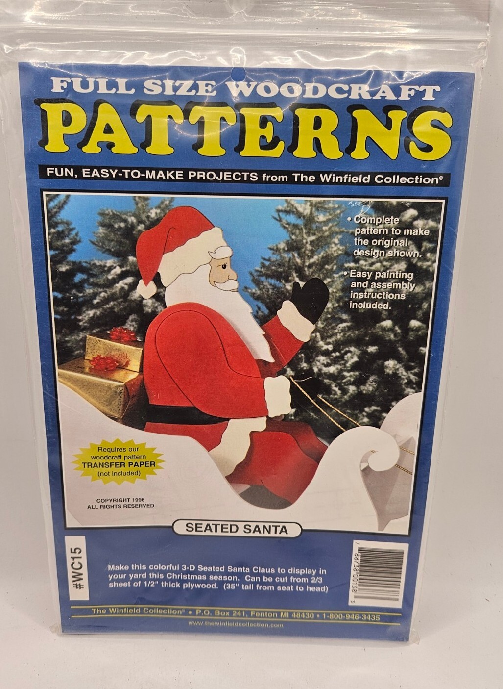 NEW SANTA CLAUSE Full Size Woodcraft Patterns Seated 1996 Winfield ...