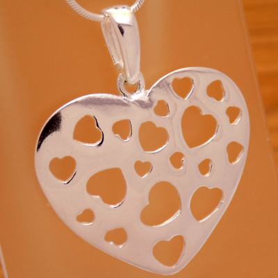 Amazing Solid 925 Sterling Silver Charming Lovely Heart Hearts Design ...
