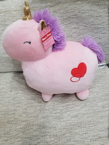Goffa Soft Pink & Purple Unicorn - Red & Pink Plush Animal VALENTINE'S ...