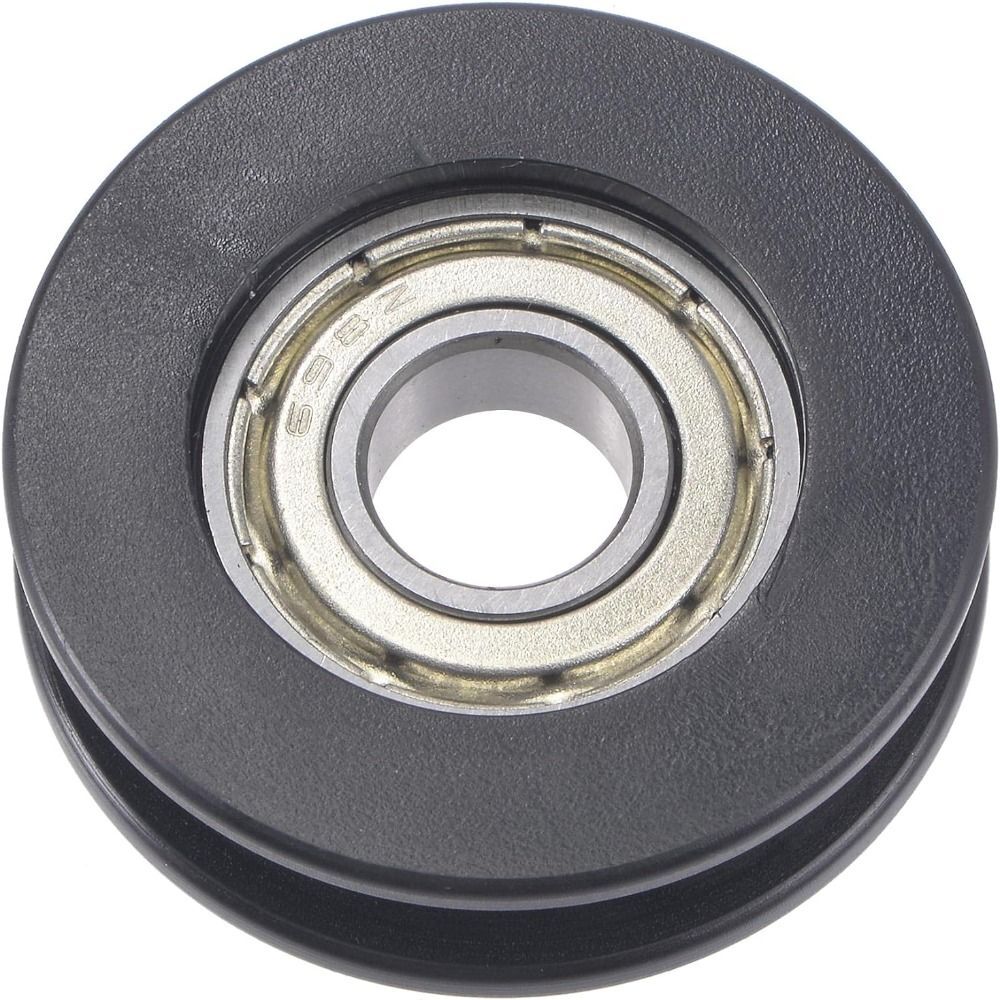 4 Pcs Black Barn Door Wheel Round Roller Hardware Groove Pulley Sliding ...