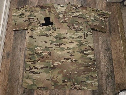 US MILITARY OCP CAMOUFLAGE SCRUB MEDIUM TOP MEDIC ARMY HOSPITAL Shamron ...