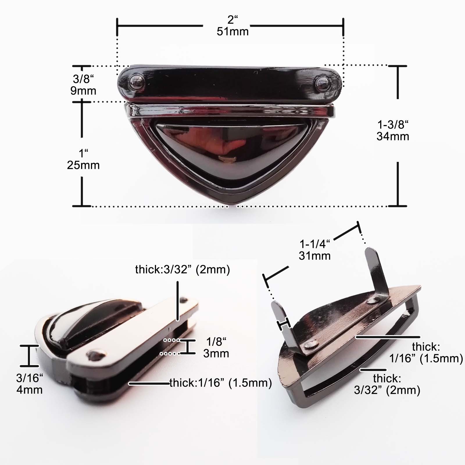 Metal Tuck Lock Closure Catch Clasp Fasteners for Leather Bag Case ...