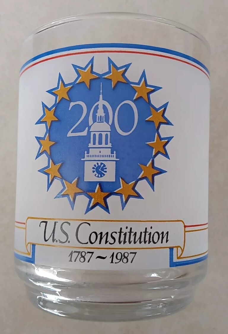 Frosted Rocks Bar Glass U.S. Constitution 1787~1987 200 yr Anniv Fourth ...
