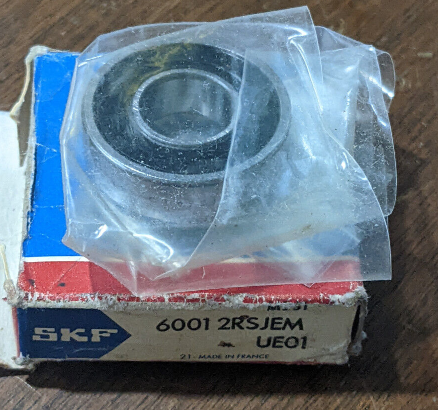 New IN BOX SKF 6001 2RSJEM UE01 DEEP GROOVE BALL BEARING 11mm ID 8mm W ...