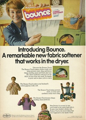 1975 Bounce Fabric Softener Laundry vintage Print Ad 70's Advertisement ...