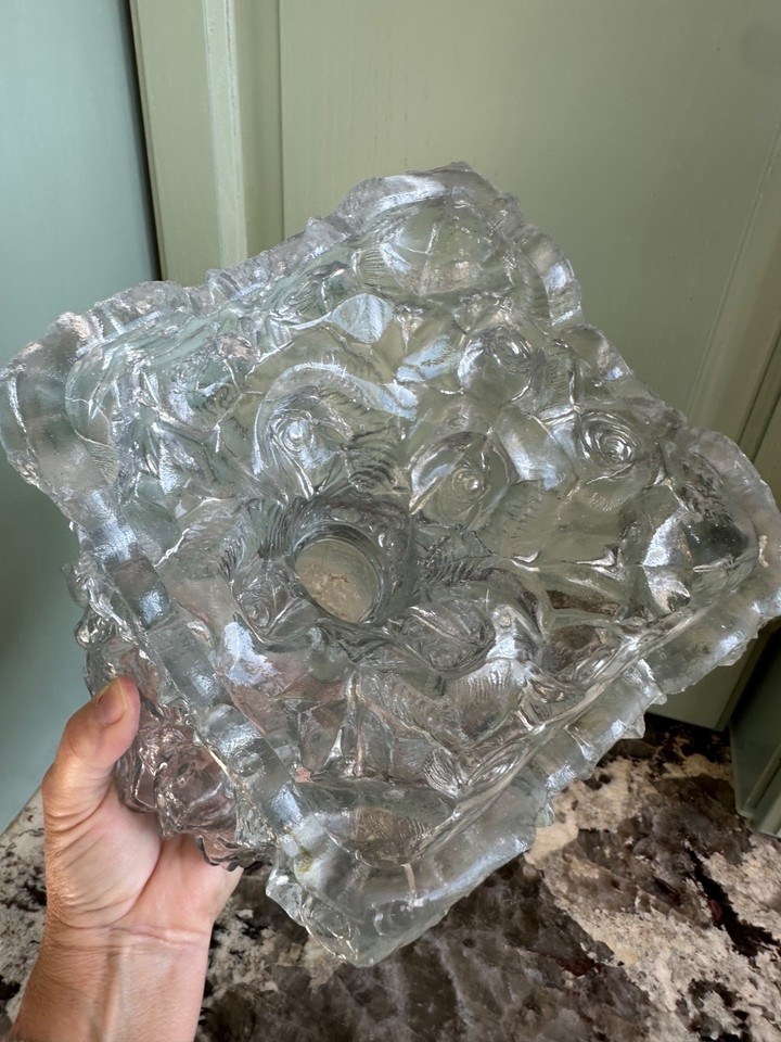 Heavy thick Goofus glass roses lamp base | eBay