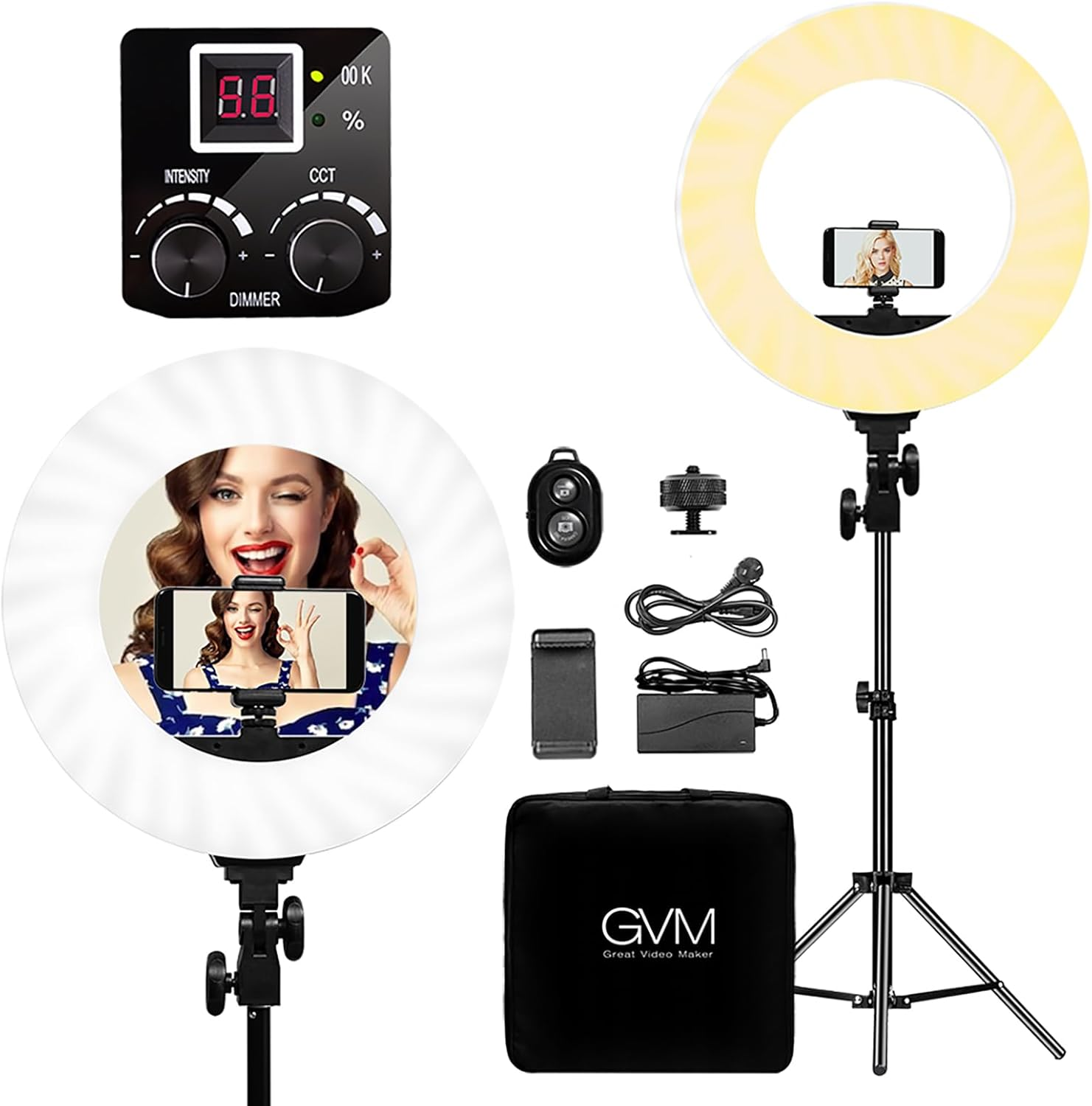 LED Ring Light Kit, 14 inch Bi-Color Ring Light with Tripod and ...