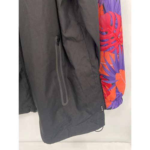 CSG Preowned Men's Jacket Windbreaker Zip Up Black Palm Print Pockets ...