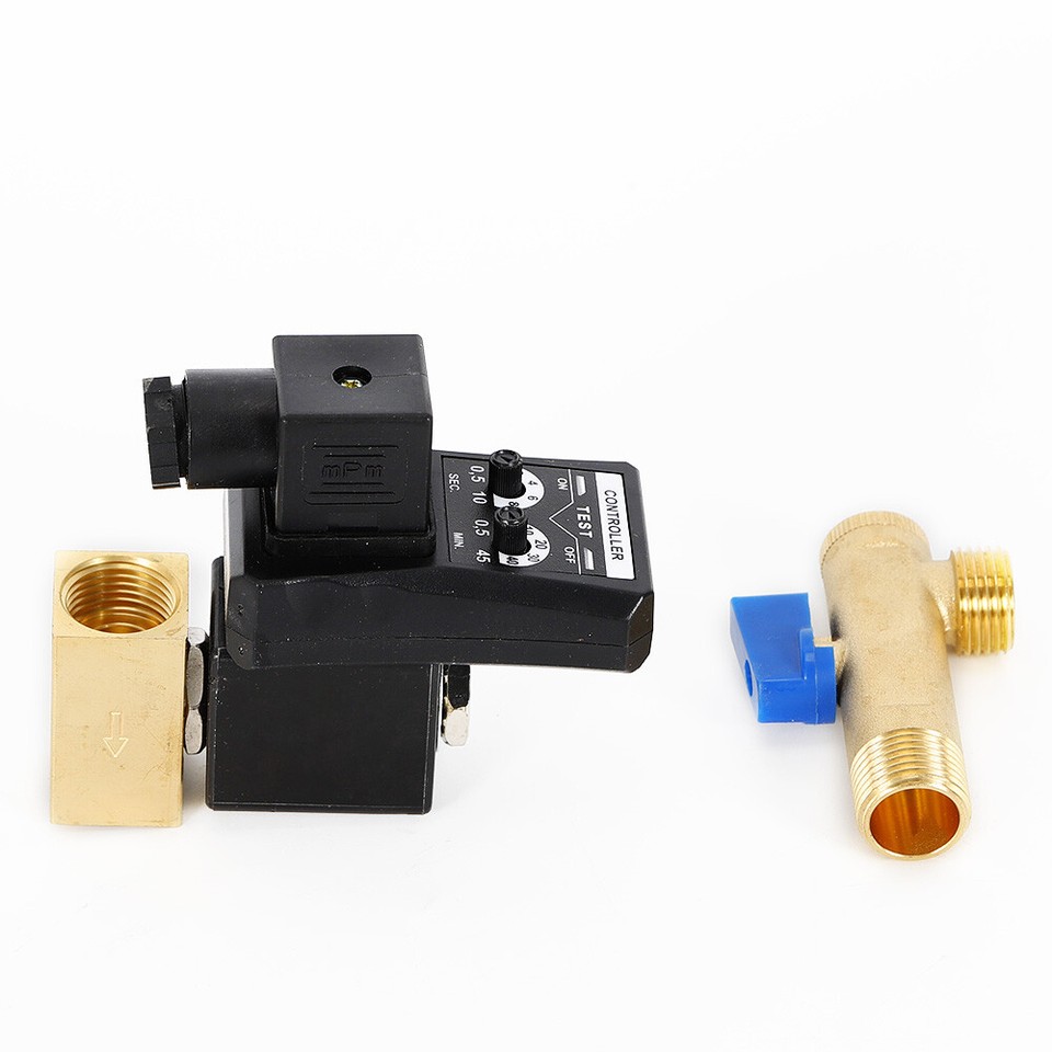 AC 110V 1/2" Brass Electronic Drain Valve Split Valve for Air ...