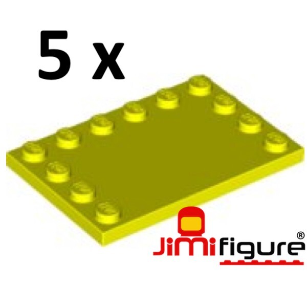 NEW 5 x LEGO Tile Modified 4x6 with Studs on Edge Neon Yellow 6180 ...