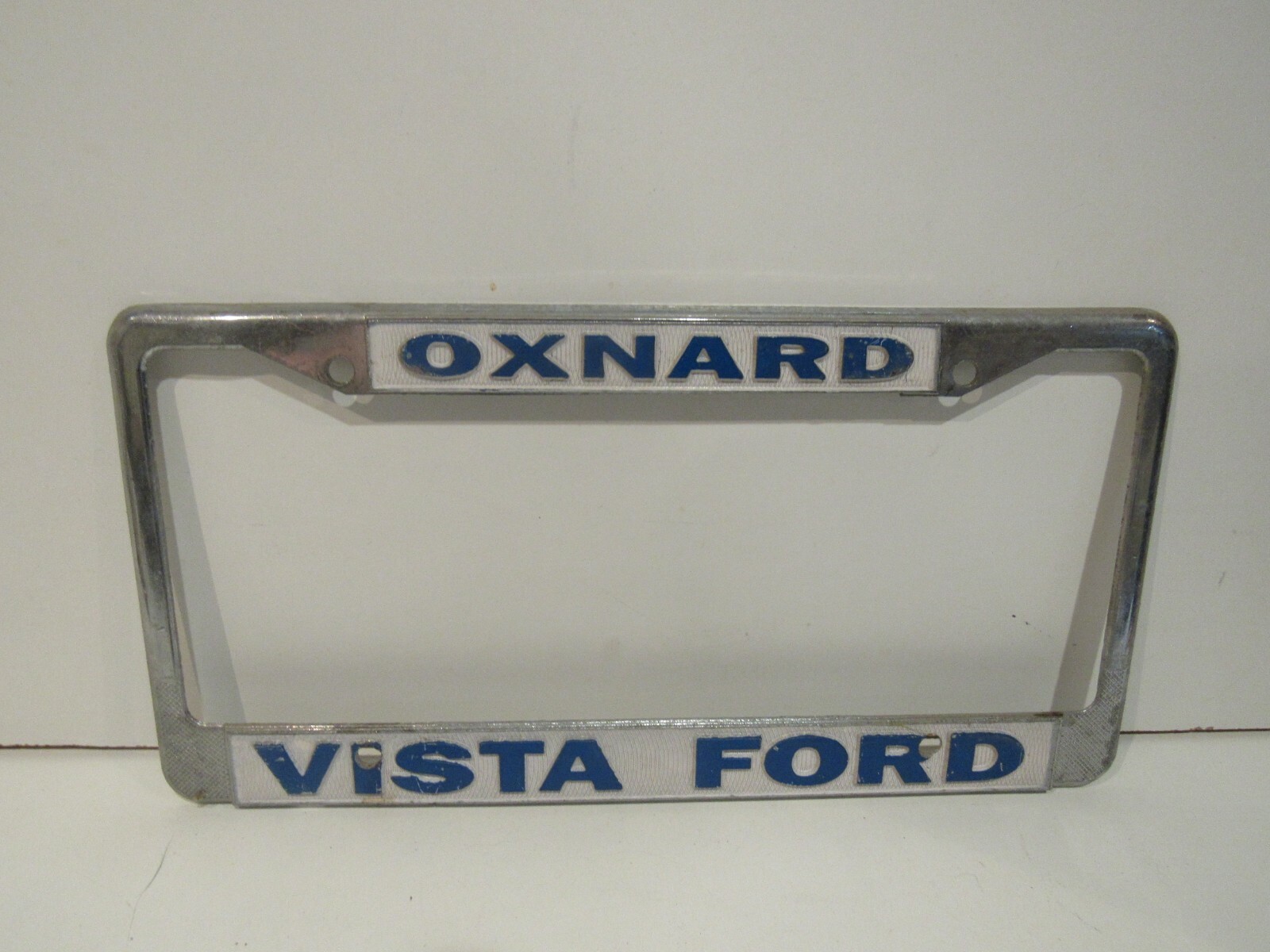 Vintage Oxnard Vista FORD License Plate Frame Embossed Blue | eBay