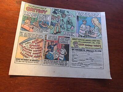 1978 VINTAGE 5x6.5 COMIC PRINT AD FOR THE ADVENTURES OF GRITBOY CARTOON ...