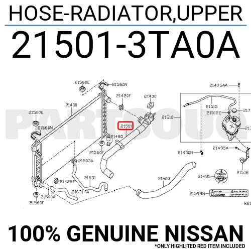 215013TA0A Genuine Nissan HOSE-RADIATOR,UPPER 21501-3TA0A | eBay